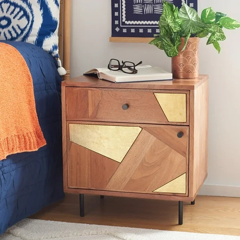 The Twillery Co. Yorkshire 1 Drawer Solid Wood Nightstand in Natural Gold Reviews Wayfair